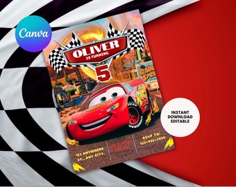 Cars Birthday Invitation, Lightning Mcqueen Invitation, Kids Birthday ...