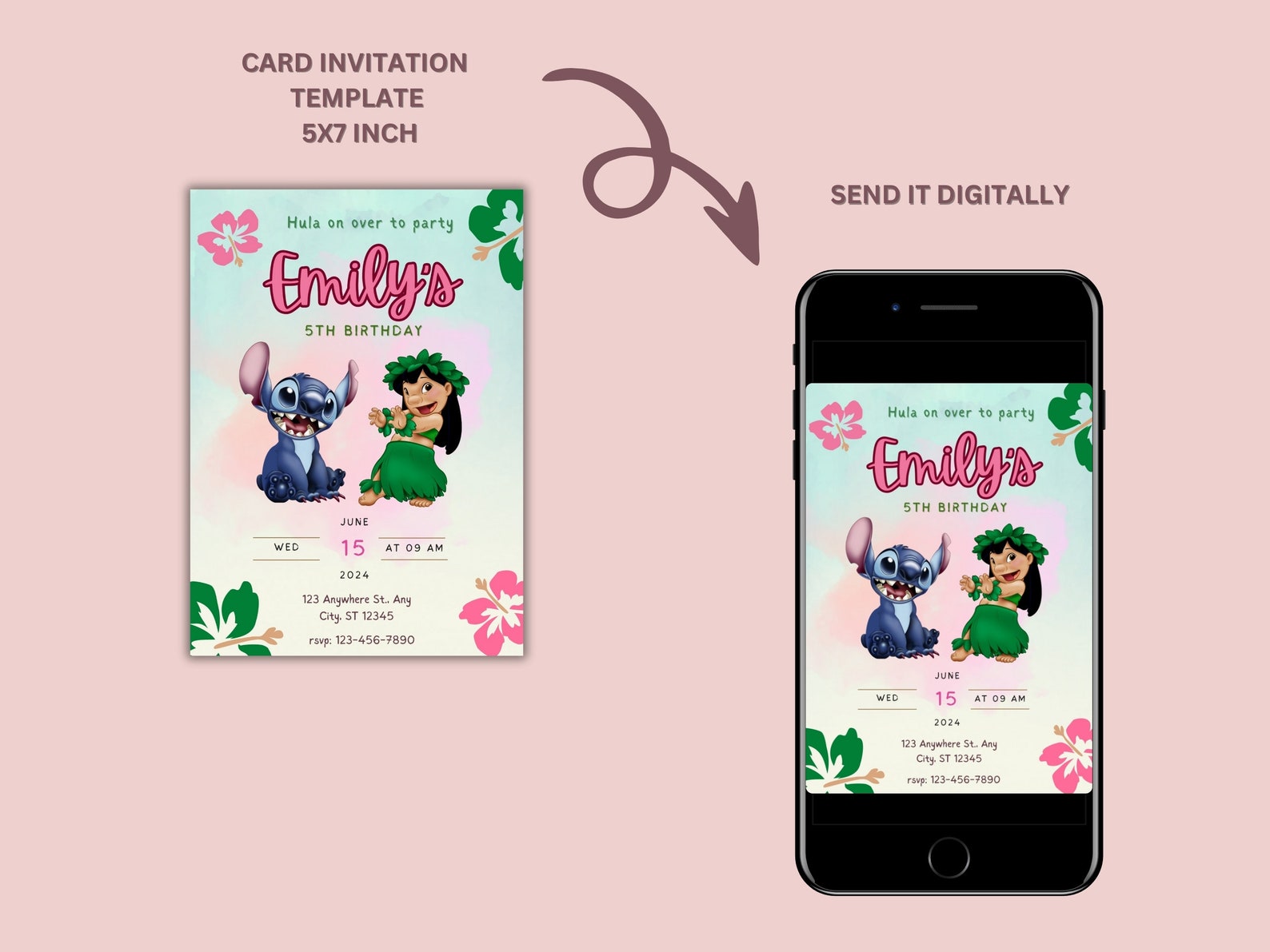 Editable Stitch Birthday Invitation, Printable Stitch Invitation, Kids ...