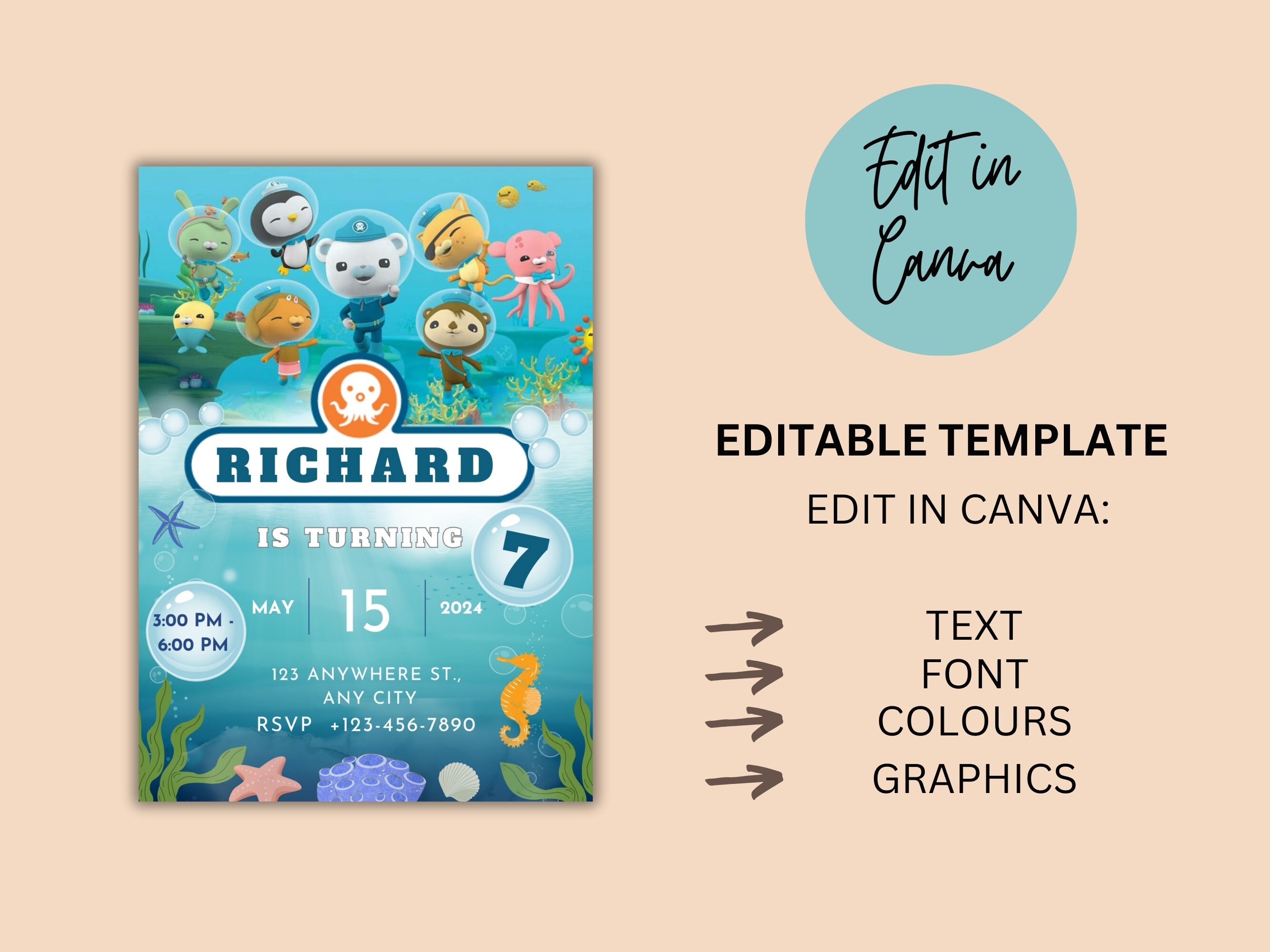 Editable Octonauts Birthday Invitation, Printable Octonauts Kids ...
