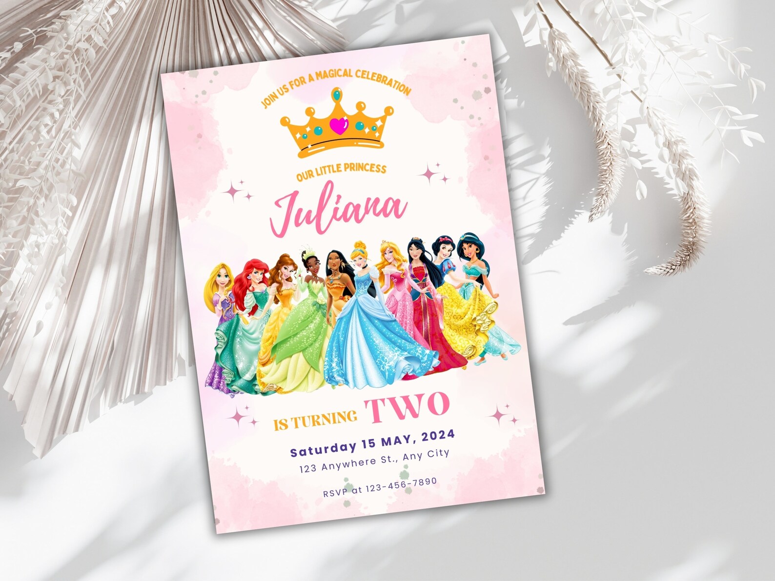 Editable Princess Birthday Template, Princess Invitation, Girl Princess ...