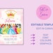 Editable Princess Birthday Template, Princess Invitation, Girl Princess ...