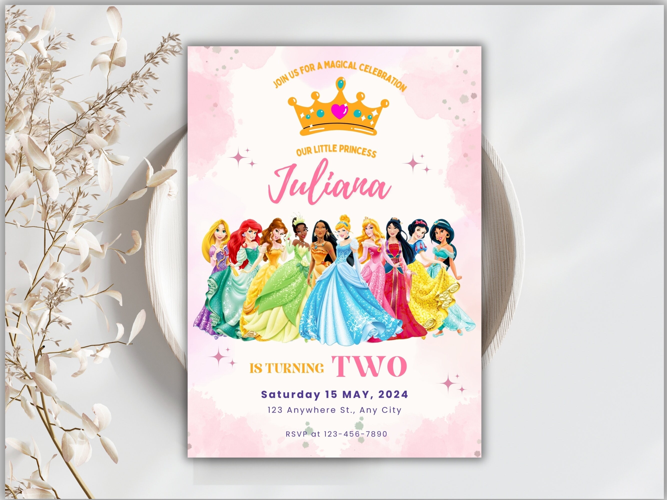 Editable Princess Birthday Template, Princess Invitation, Girl Princess ...