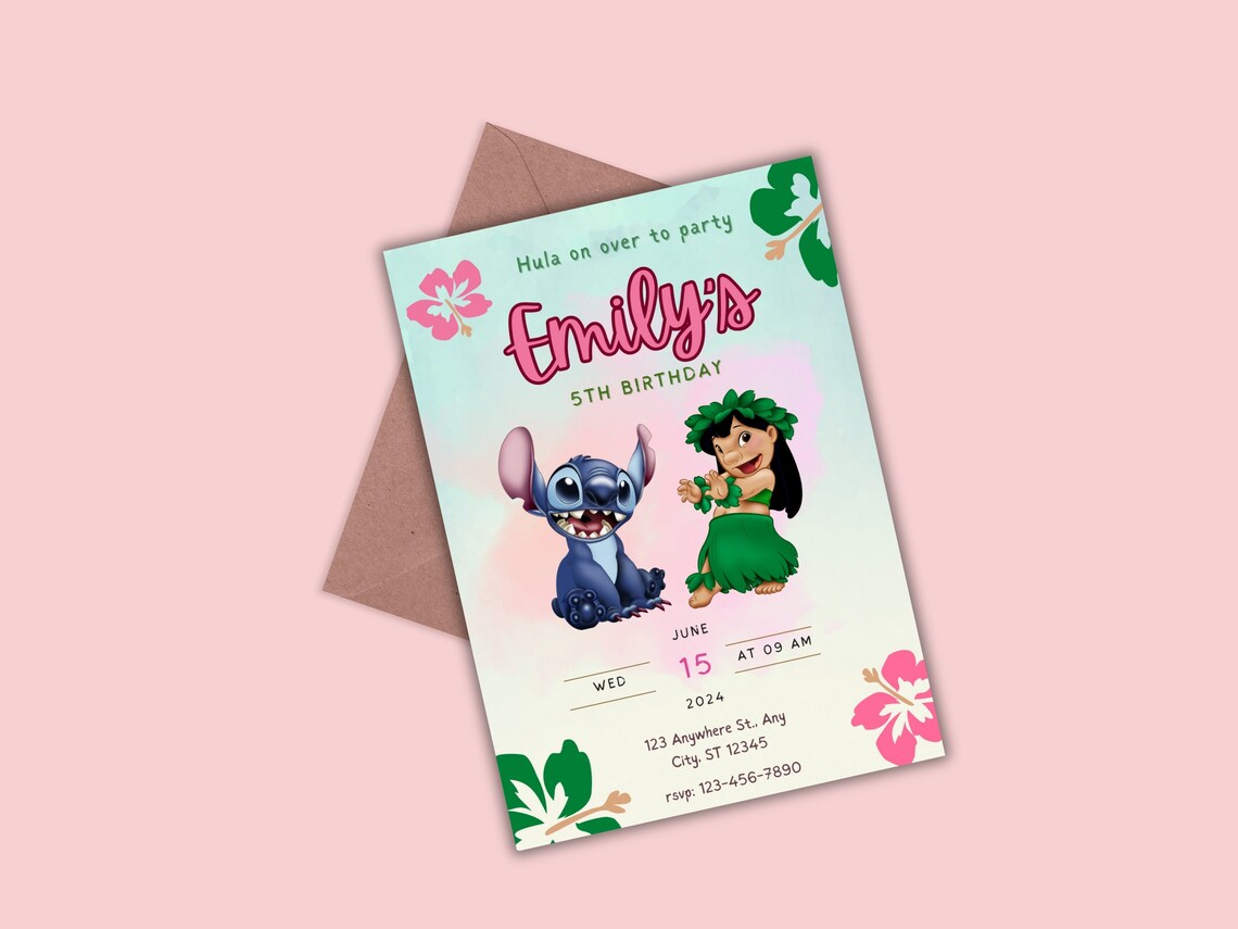 Editable Stitch Birthday Invitation, Printable Stitch Invitation, Kids ...