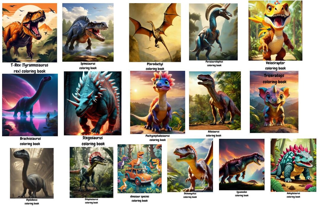 15 PDF Children's Activity Colouring Books About Dinosaurs, Plus 10 PDF ...