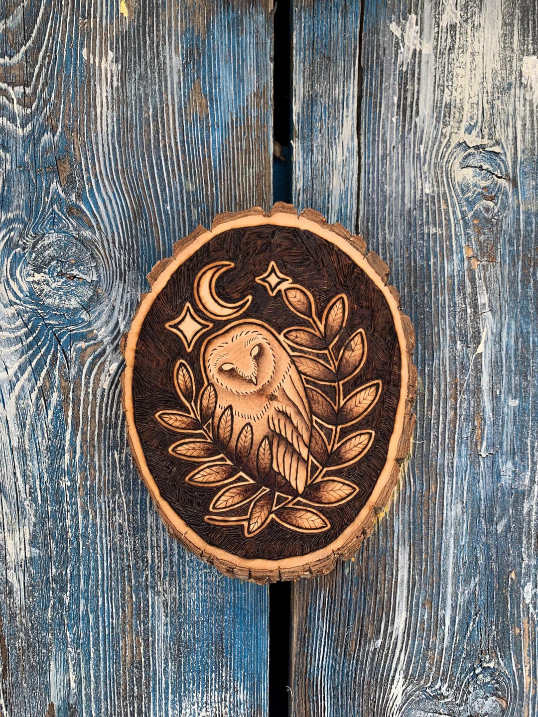 Original Wood Burned Wall Hanging “night Owl” - Etsy