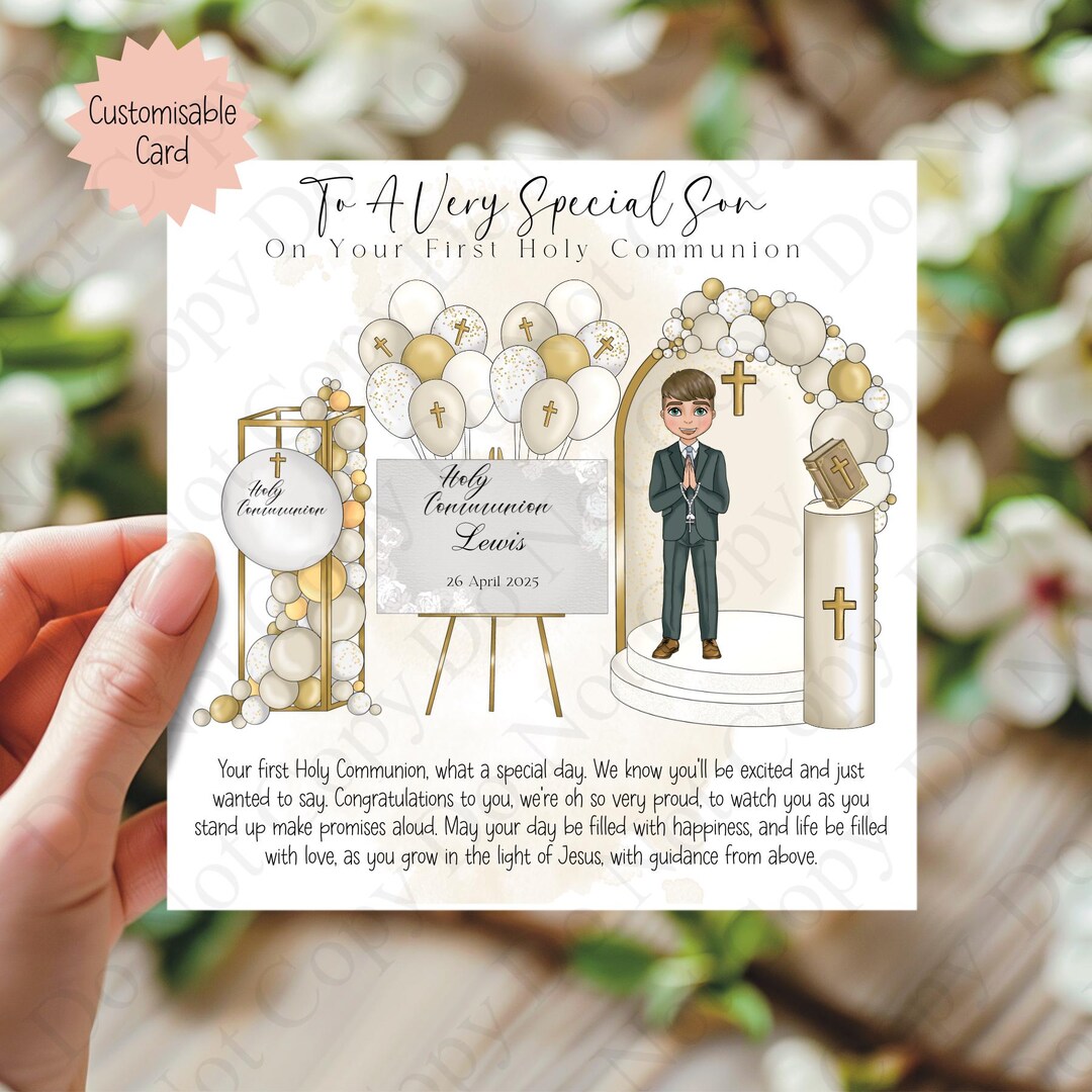 First Communion, 1st Holy Communion, Card for Him, Gift for Him, First ...