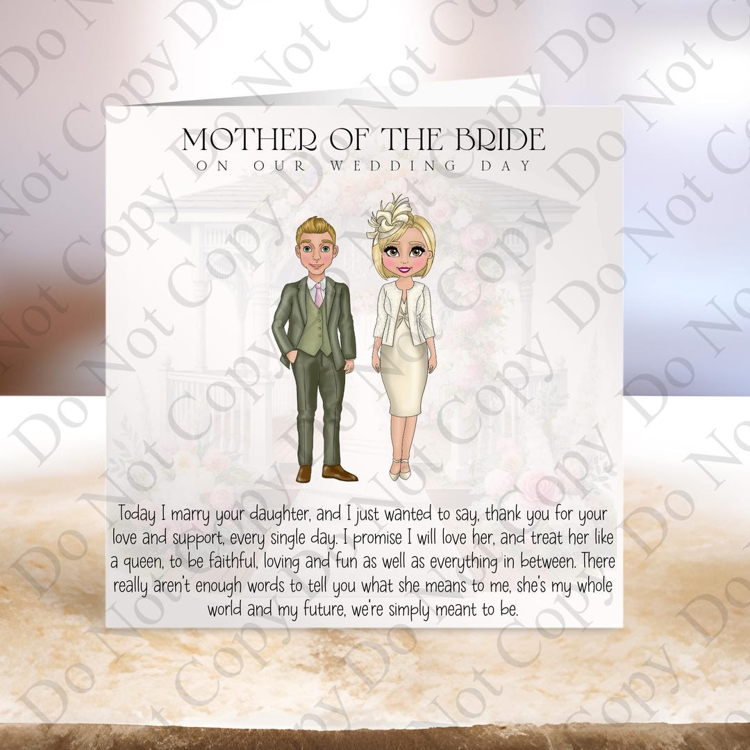 Mother of the Bride Card, Card From the Groom to the Mother of the ...