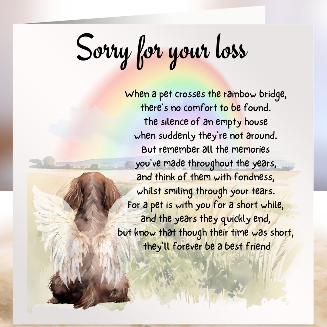 Dog Loss Sympathy Card, in Memory of Your Pet, Thinking of You, Pet ...