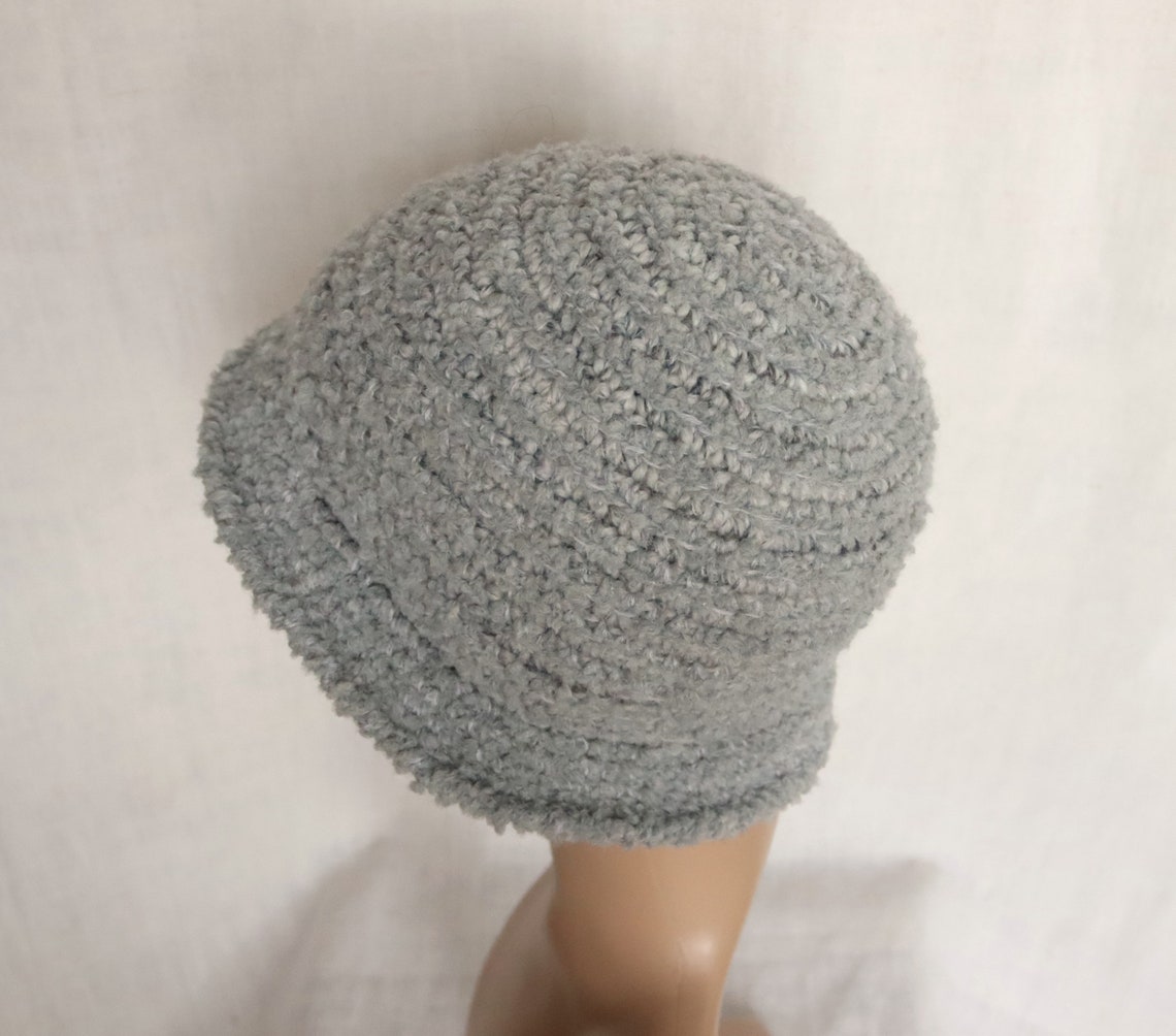 Women's Winter Cloche Hat in Dove Grey, Crochet Retro Style Bucket Hat ...