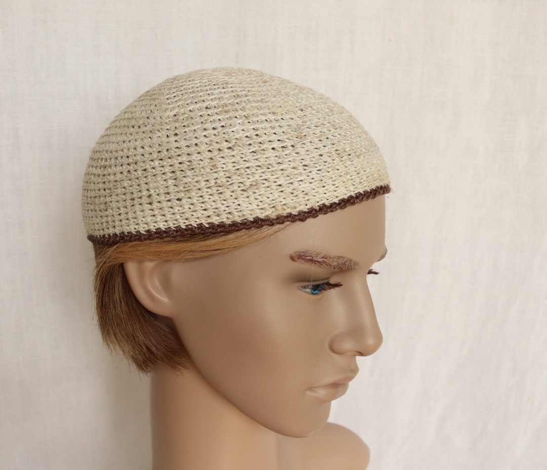 Man's Skullcap, Linen Skull Hats, Short Flax Beanie for Men, Rustic ...