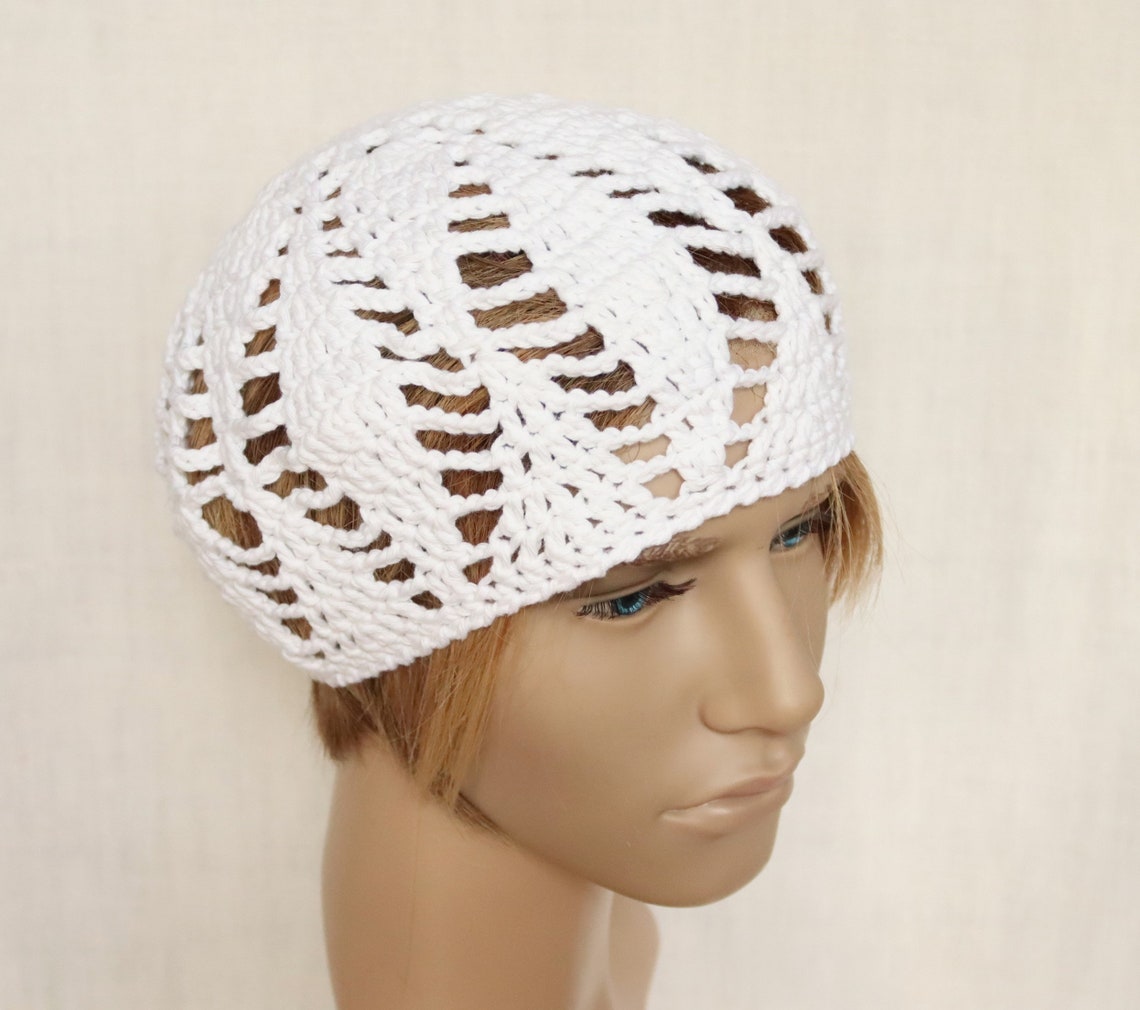 Small Beret Hat, White Crochet Summer Hat for Women or Girl, Made From ...