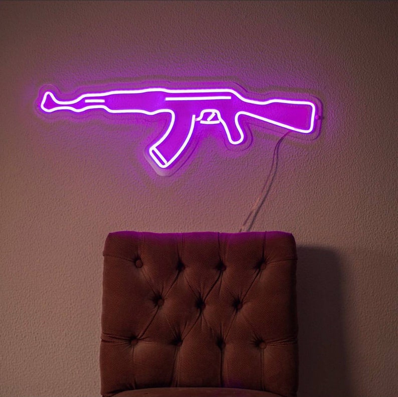 Gun Led Neon Signs AK 47 Gift Pistol LED Neon, Custom Neon Sign,lights ...