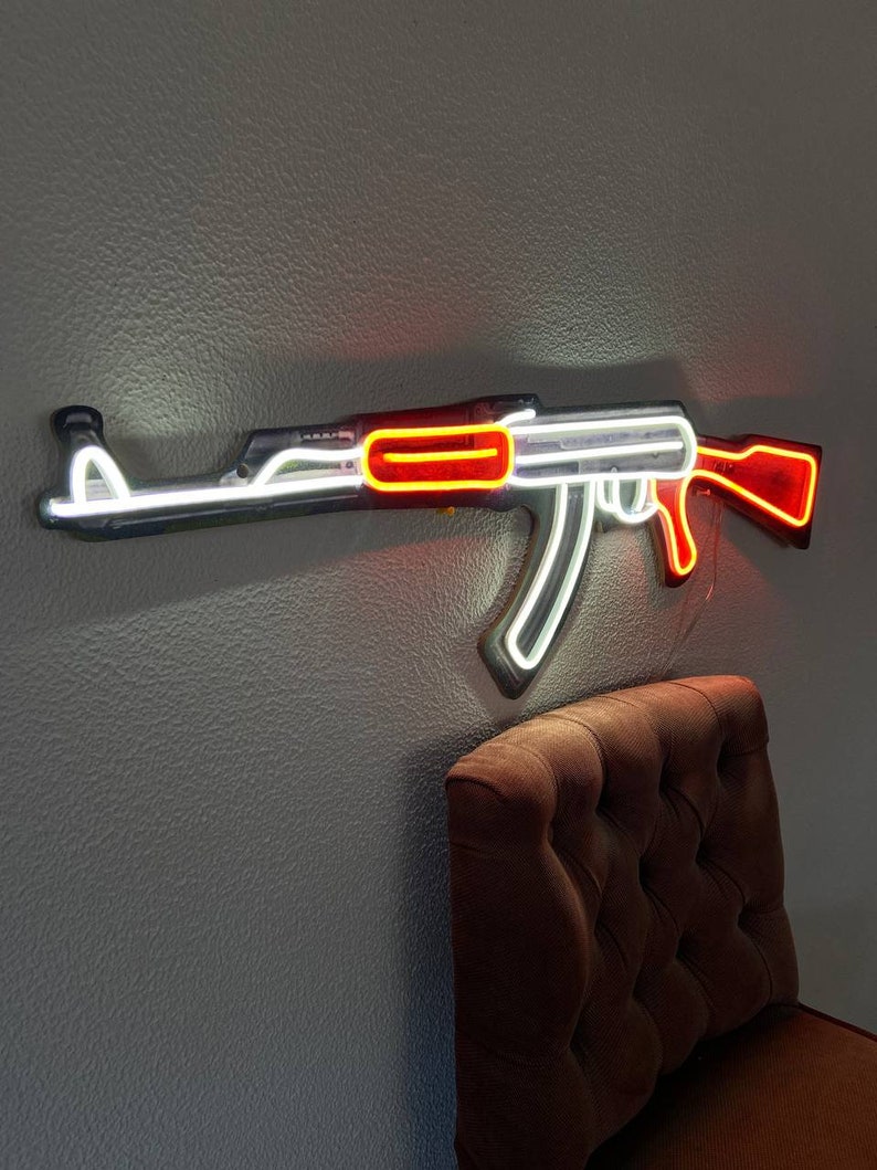 Gun Led Neon Signs AK 47 Gift Pistol LED Neon, Custom Neon Sign,lights ...