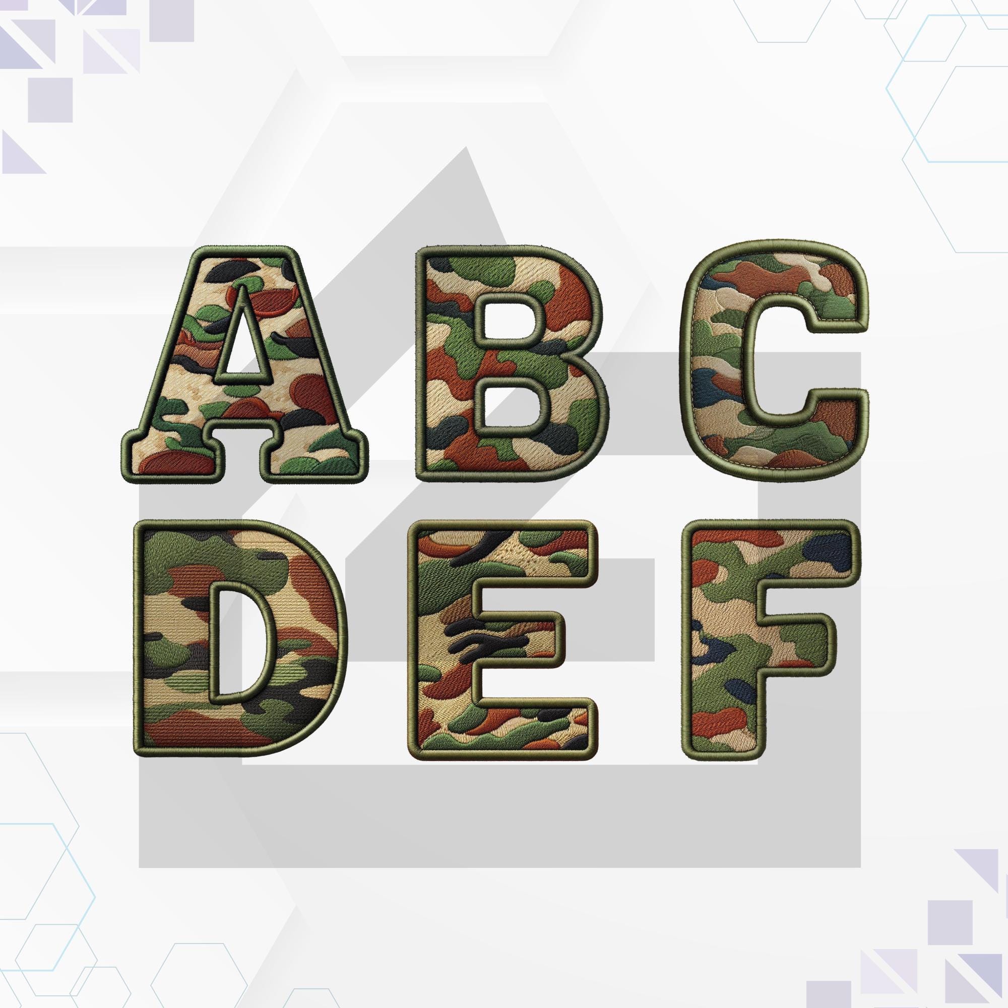 Camo Alphabet PNG Bundle: Military Letters and Numbers (digital ...