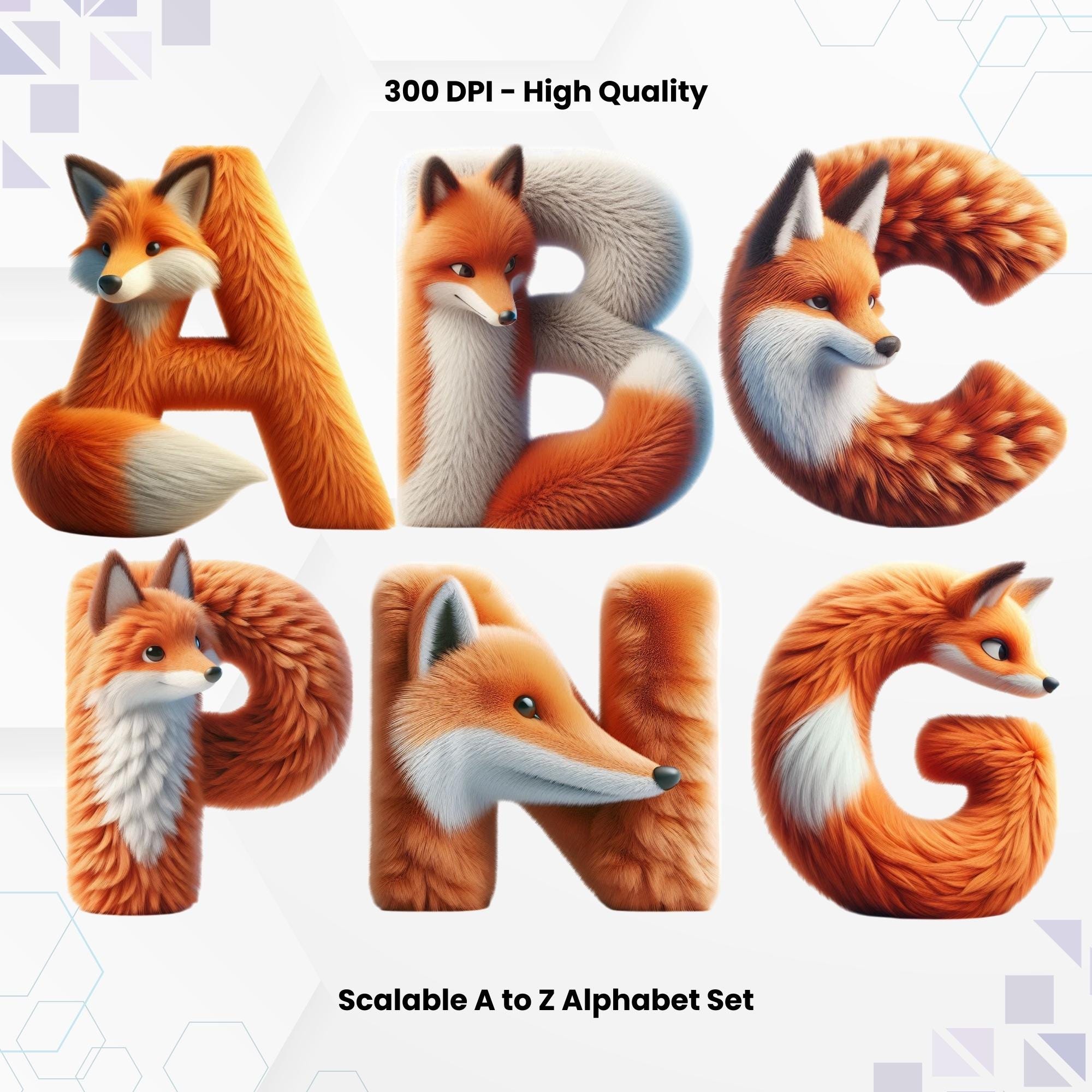 Fox Fur Alphabet PNG: 3D Doodle Font, Digital Letters (CMYK & RGB) - Etsy