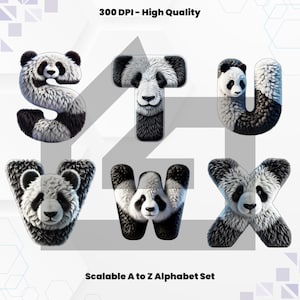 Panda Fur Alphabet PNG: Doodle Font, Animal Letters (digital Stickers ...