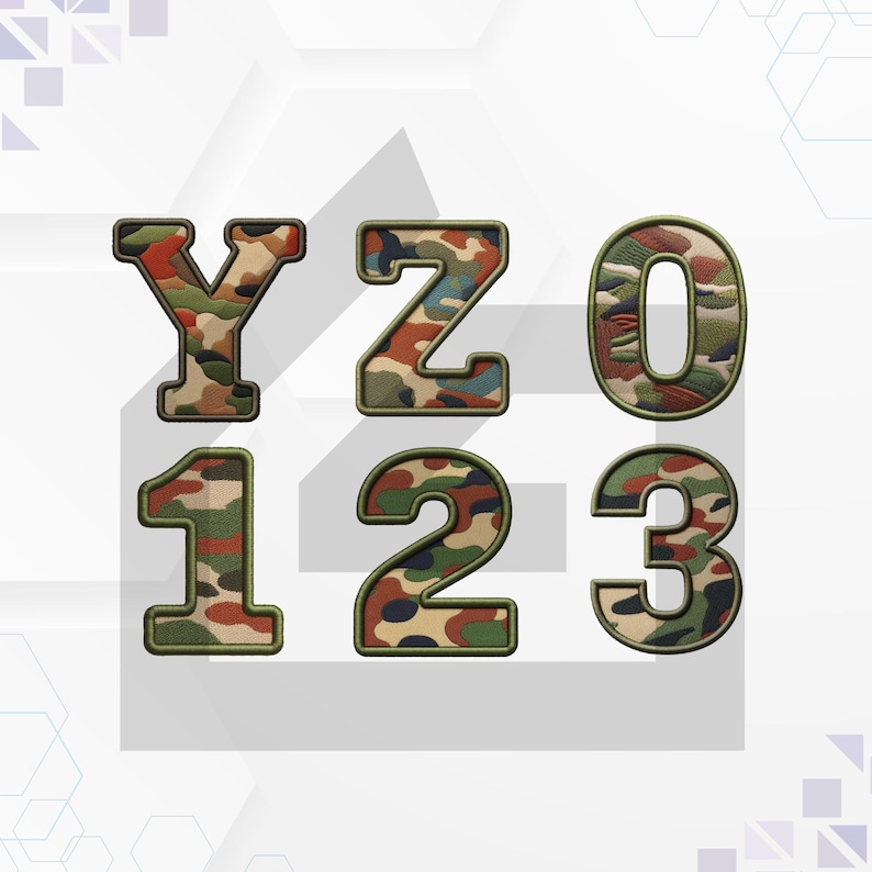 Camo Alphabet PNG Bundle: Military Letters and Numbers (digital ...