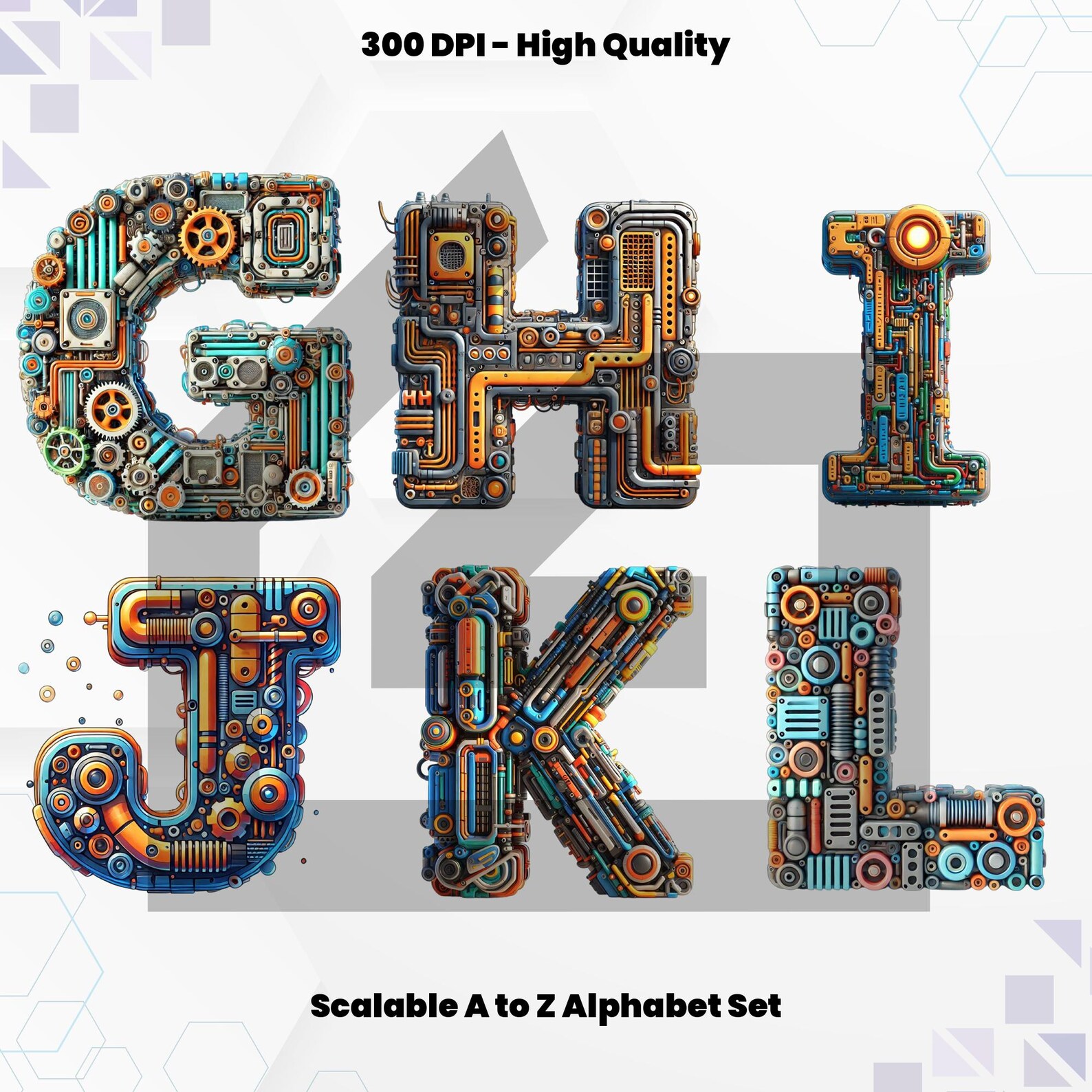 Cartoon Engineering Alphabet: Mechanic Font PNG Bundle (digital File ...