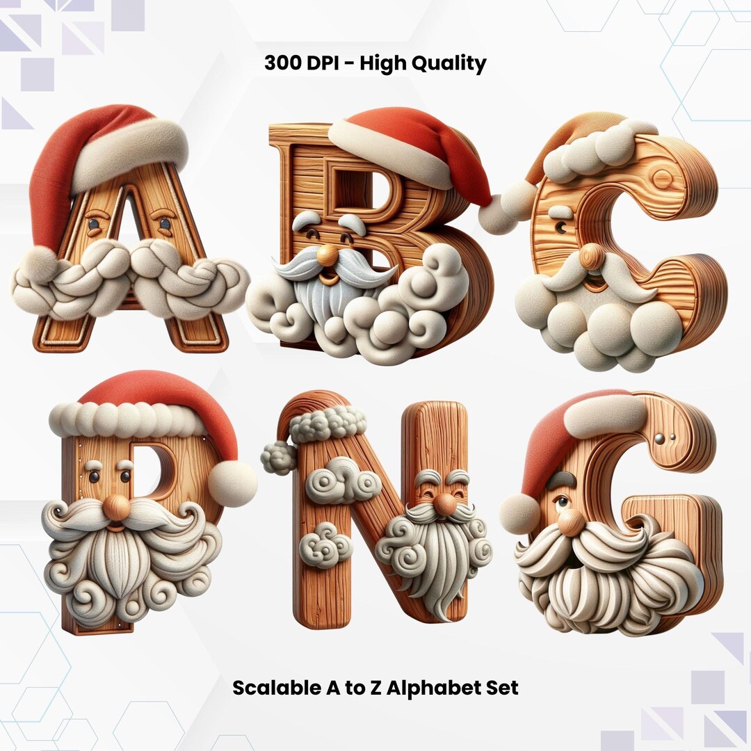 Christmas Santa Letter PNG Clipart: Wooden Doodle Font (digital ...