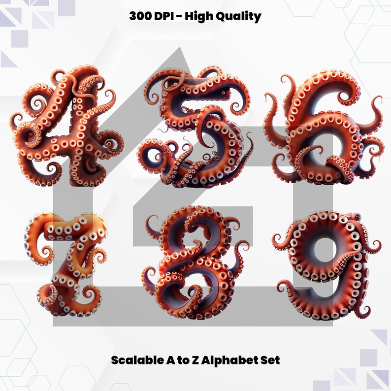 Octopus Png Clipart Octopus Letters Octopus Font Alphabet Png Doodle ...