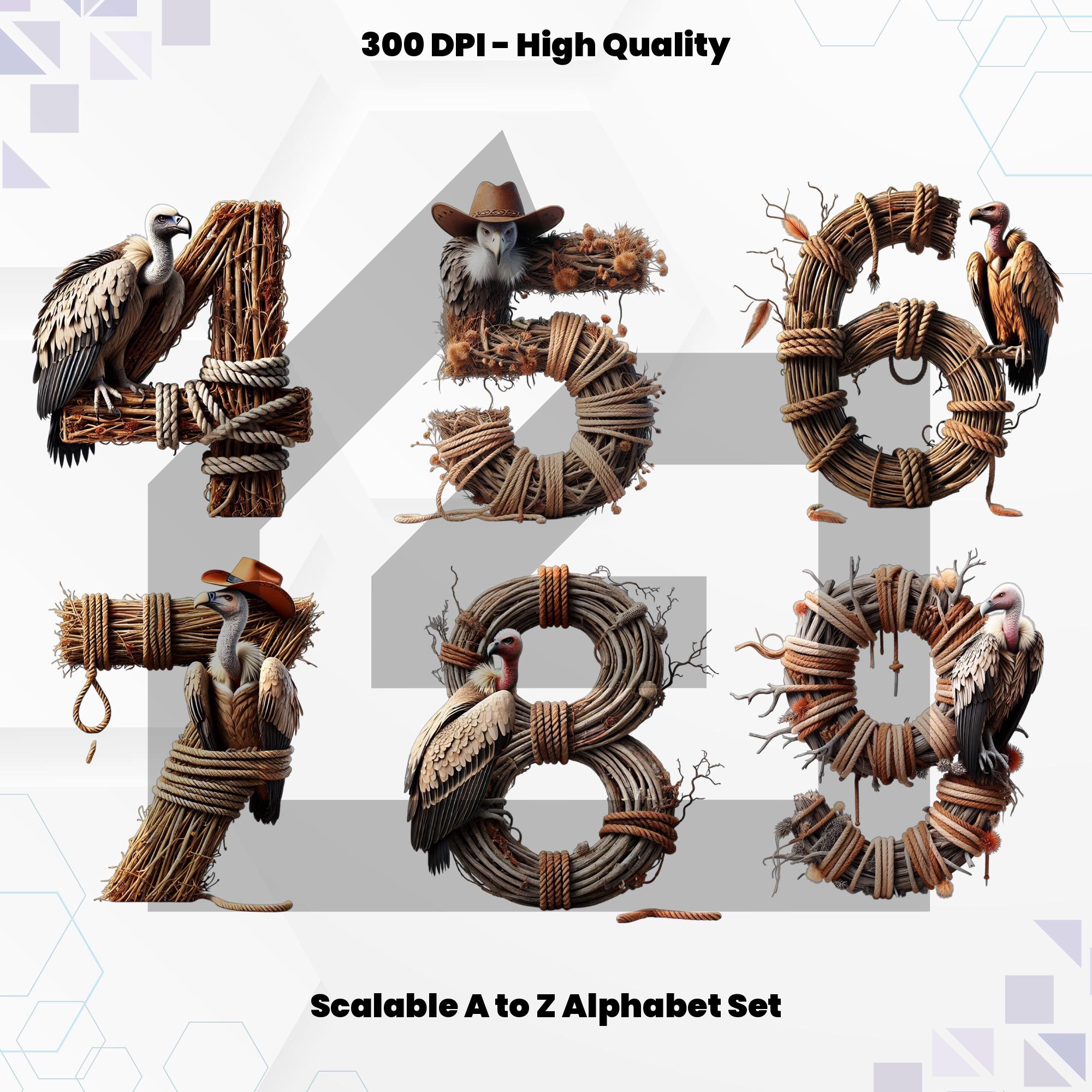 Western Eagle Alphabet Clip Art PNG Bundle, Eagle Letters, Western ...