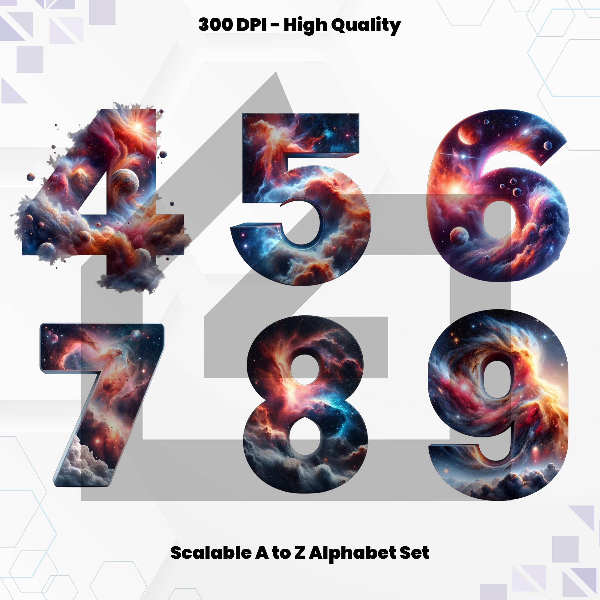 Space Nebula Alphabet PNG Clip Art: Galaxy Letters & Numbers (digital ...