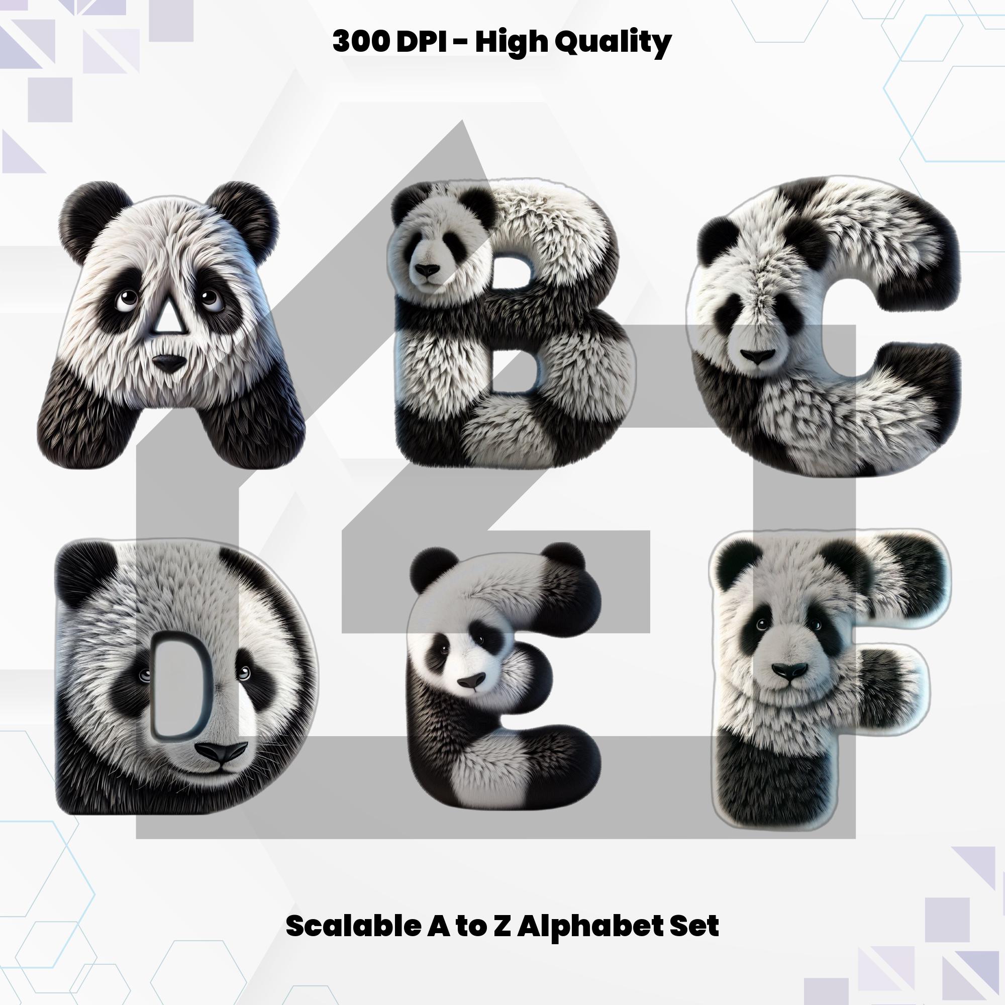 Panda Fur Alphabet PNG: Doodle Font, Animal Letters (digital Stickers ...