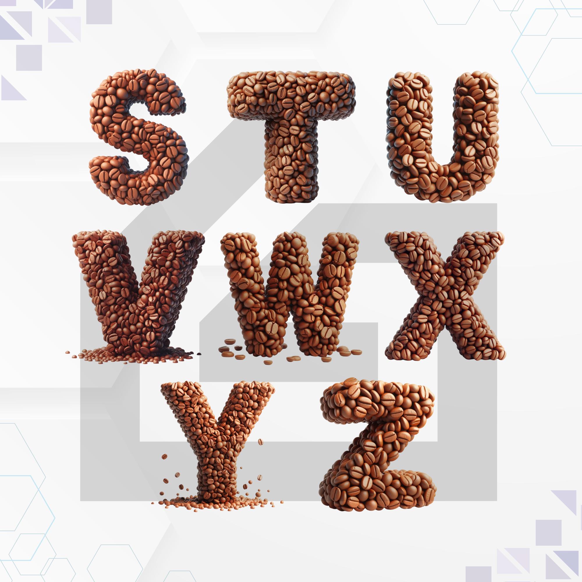 Coffee Bean Alphabet PNG: 3D Doodle Letters (digital File) - Etsy