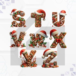 Christmas Cookie Alphabet: Santa Hat Doodle Letters PNG (digital ...