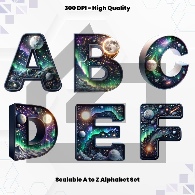 Astronomy Alphabet PNG: Space Doodle Letters & Numbers (digital File ...