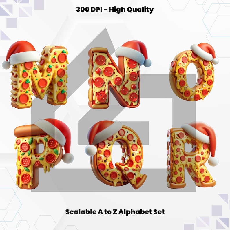 Christmas Pizza Doodle Font: Letters and Numbers PNG Bundle - Etsy