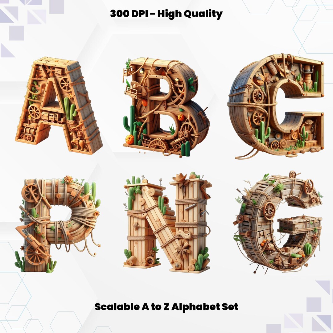 Western Alphabet Clip Art: Cowboy Doodle Font PNG (digital File) - Etsy