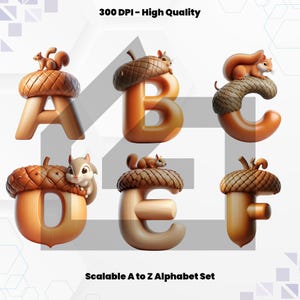 Squirrel Alphabet PNG: Nut Letters, Doodle Font (digital Stickers) - Etsy