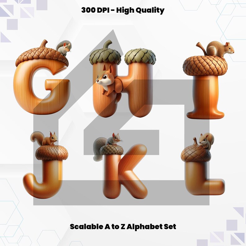 Squirrel Alphabet PNG: Nut Letters, Doodle Font (digital Stickers) - Etsy