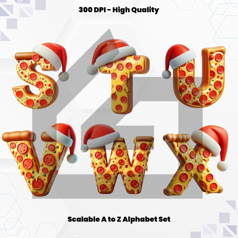 Christmas Pizza Doodle Font: Letters and Numbers PNG Bundle - Etsy