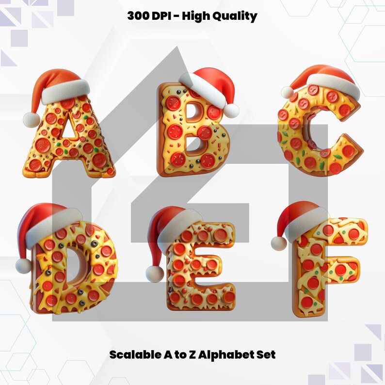 Christmas Pizza Doodle Font: Letters and Numbers PNG Bundle - Etsy