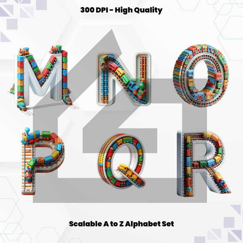 Toy Train Themed Alphabet and Numbers | 3D Sublimation PNG Clipart for ...
