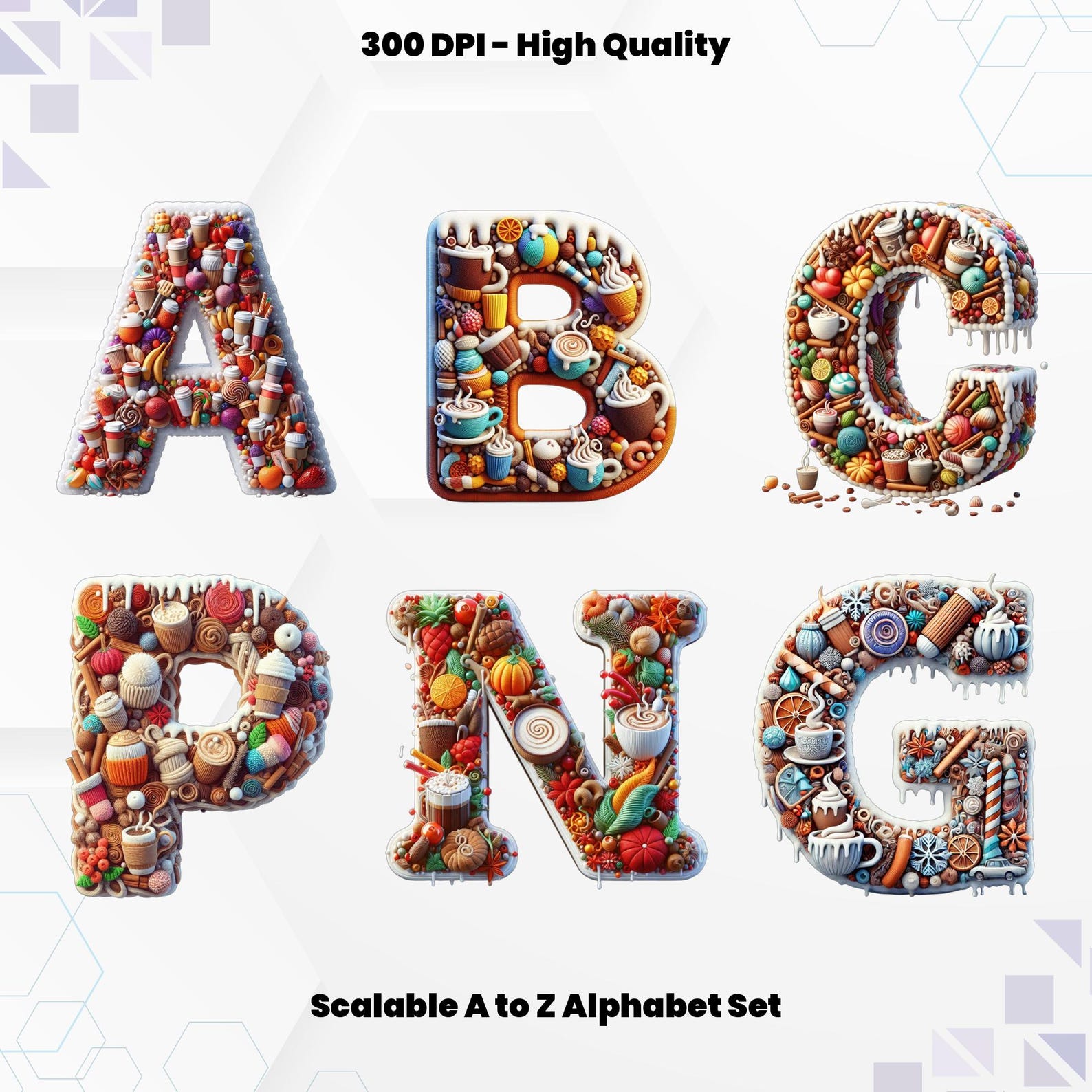Coffee & Drinks Alphabet Clipart: Birthday PNG Set (digital Download ...