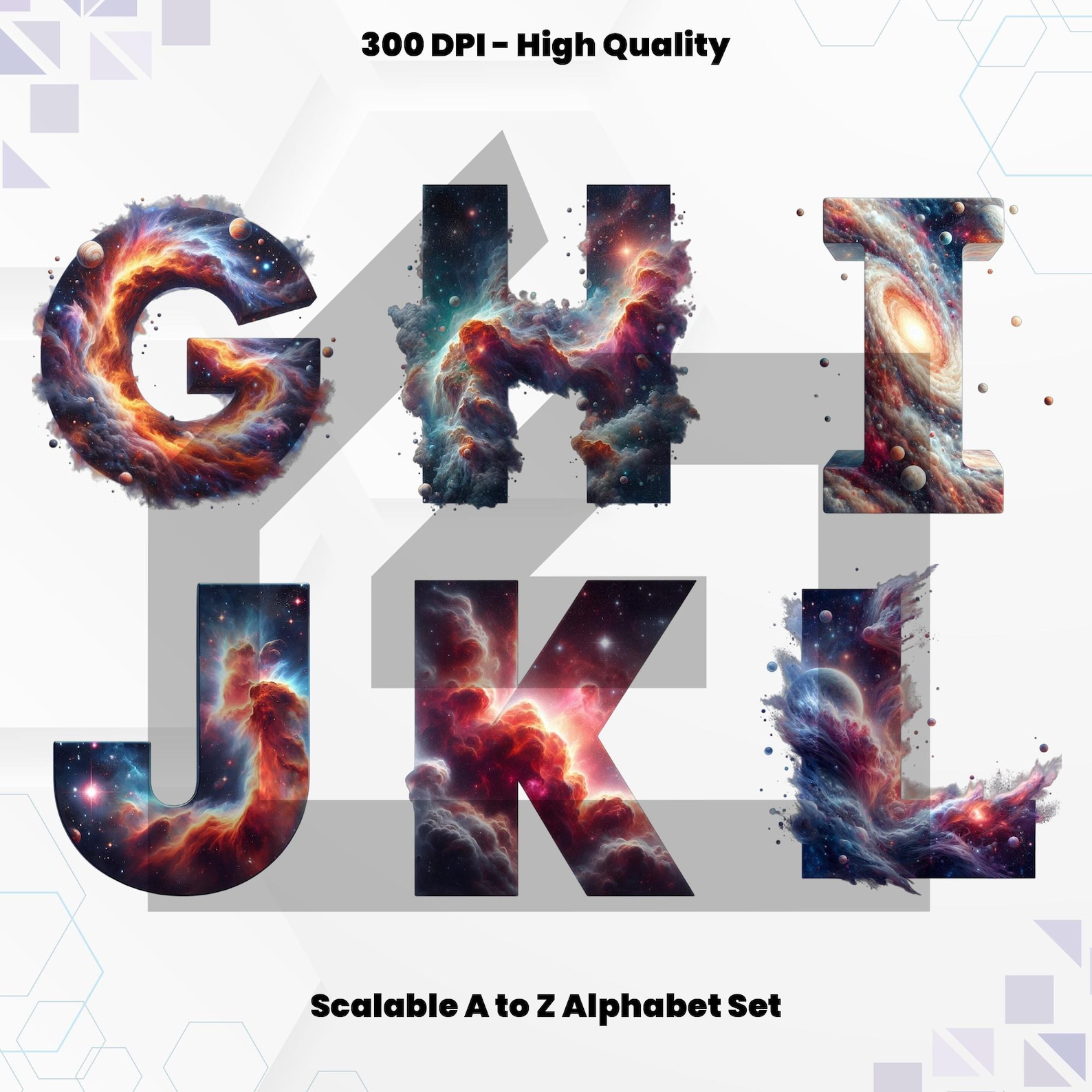 Space Nebula Alphabet PNG Clip Art: Galaxy Letters & Numbers (digital ...