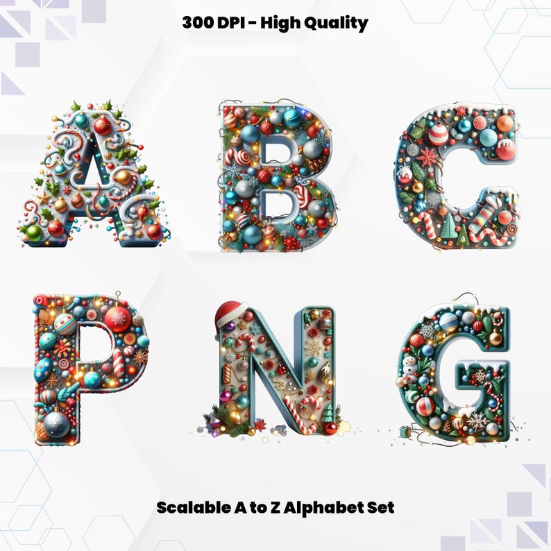 Christmas Printable Doodle Font Alphabet Numbers Set - Festive A-Z ...