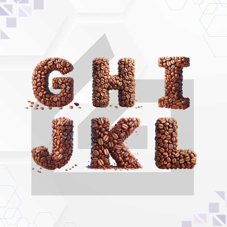 Coffee Bean Alphabet PNG: 3D Doodle Letters (digital File) - Etsy