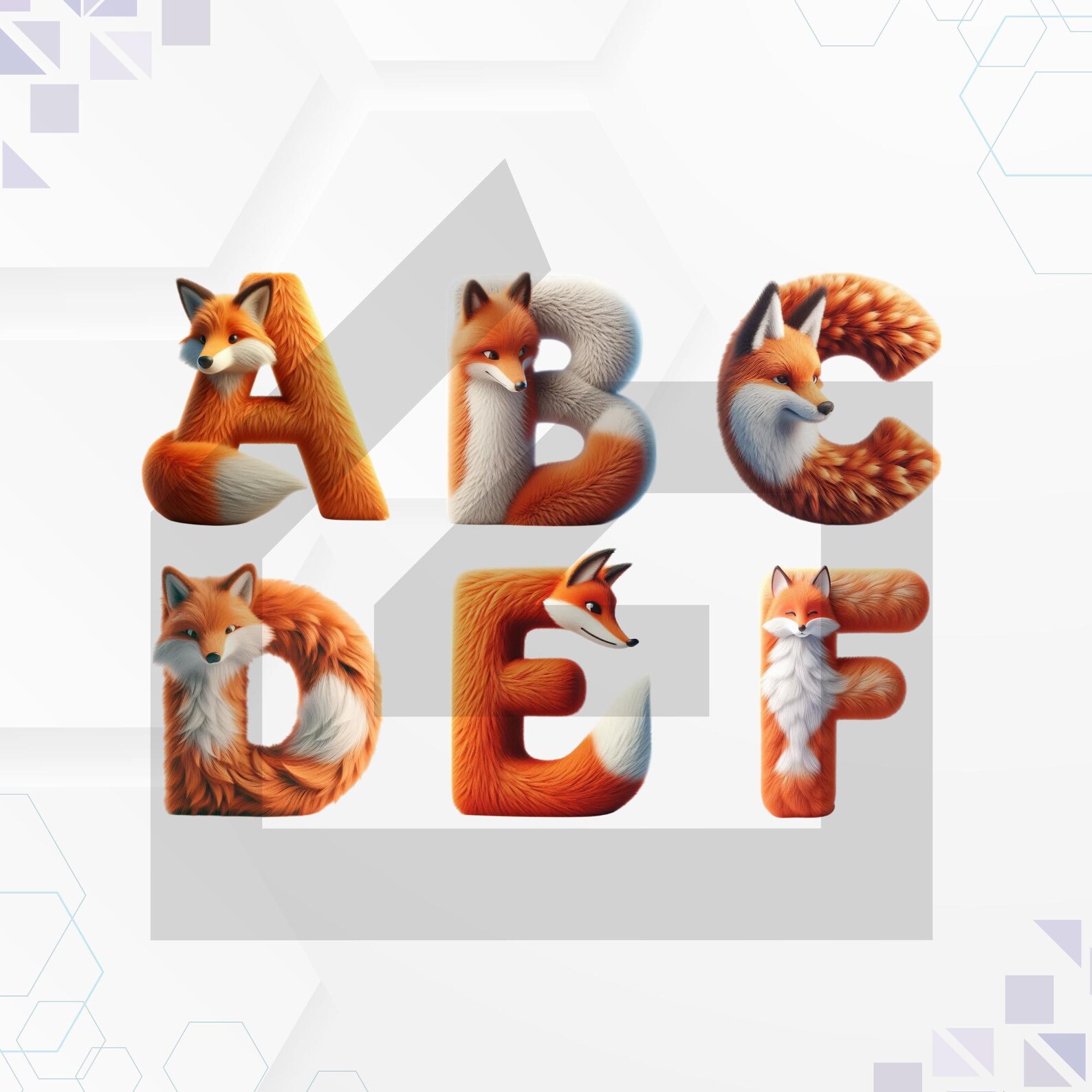 Fox Fur Alphabet PNG: 3D Doodle Font, Digital Letters (CMYK & RGB) - Etsy