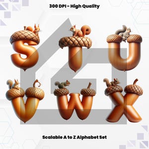 Squirrel Alphabet PNG: Nut Letters, Doodle Font (digital Stickers) - Etsy