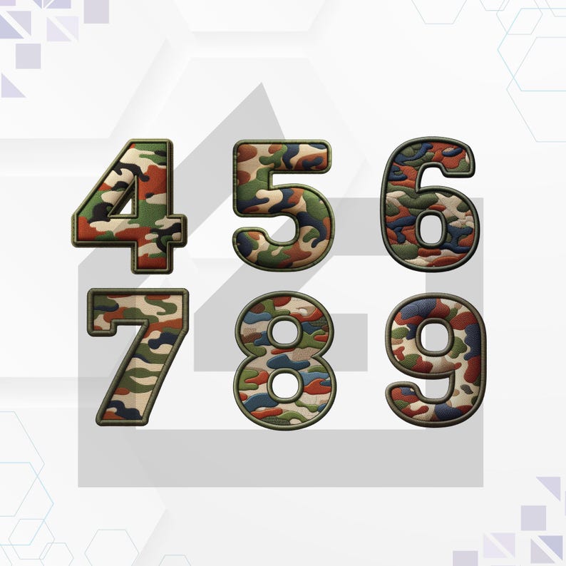 Camo Alphabet PNG Bundle: Military Letters and Numbers (digital ...