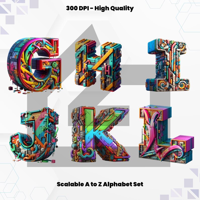 Graffiti Alphabet PNG Bundle: Colorful Street Art Doodle Letters ...