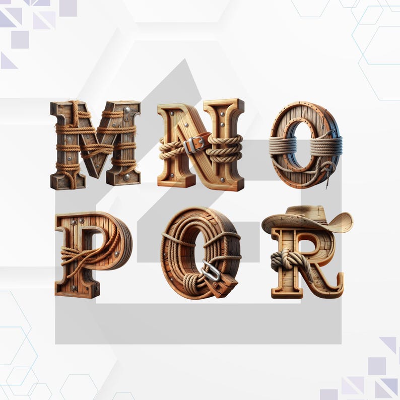 Western Alphabet Clip Art PNG Bundle, Cowboy Letters, Western Doodle ...