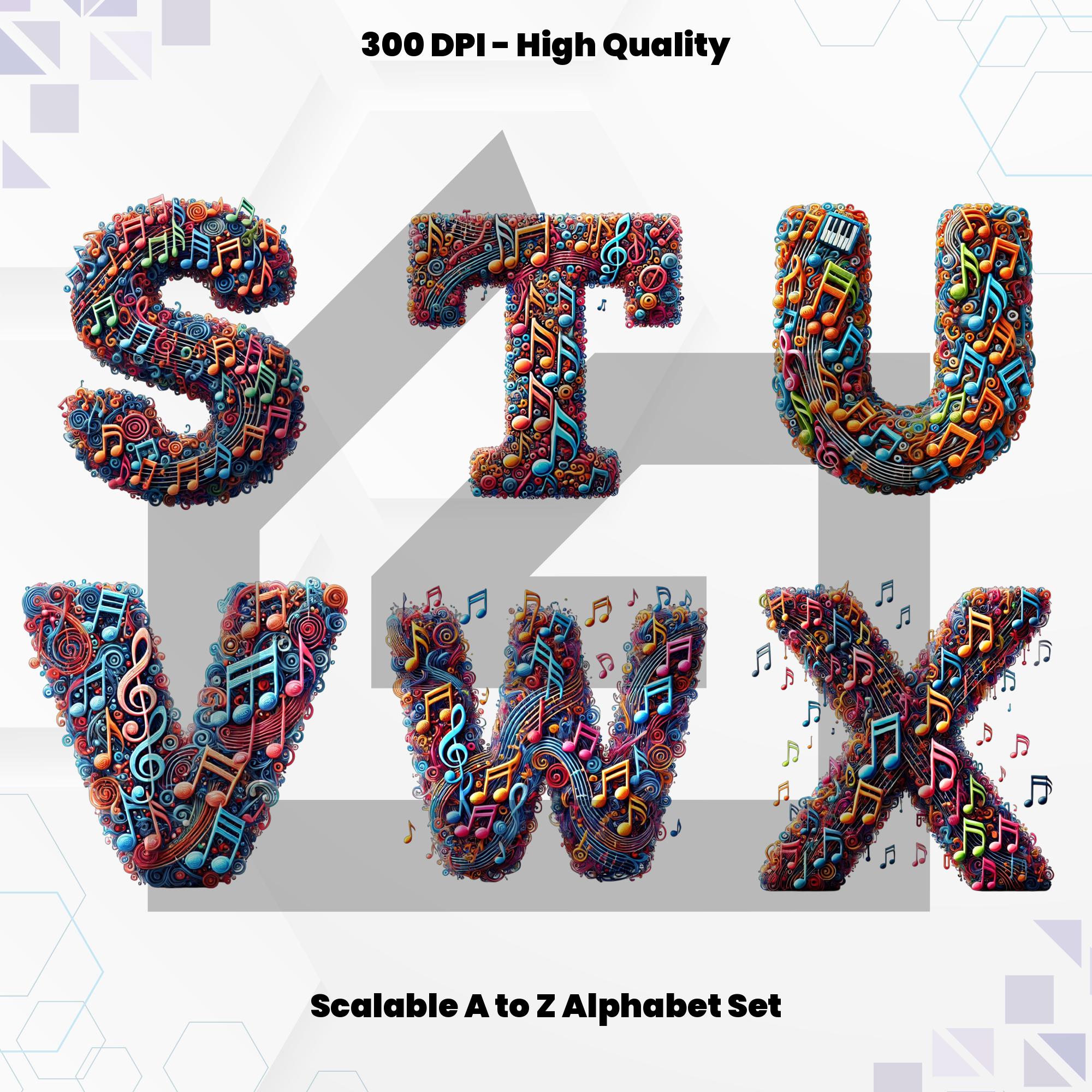 Musical Notes PNG 3D Alphabet Clip Art - Colorful Vibrant Clipart ...