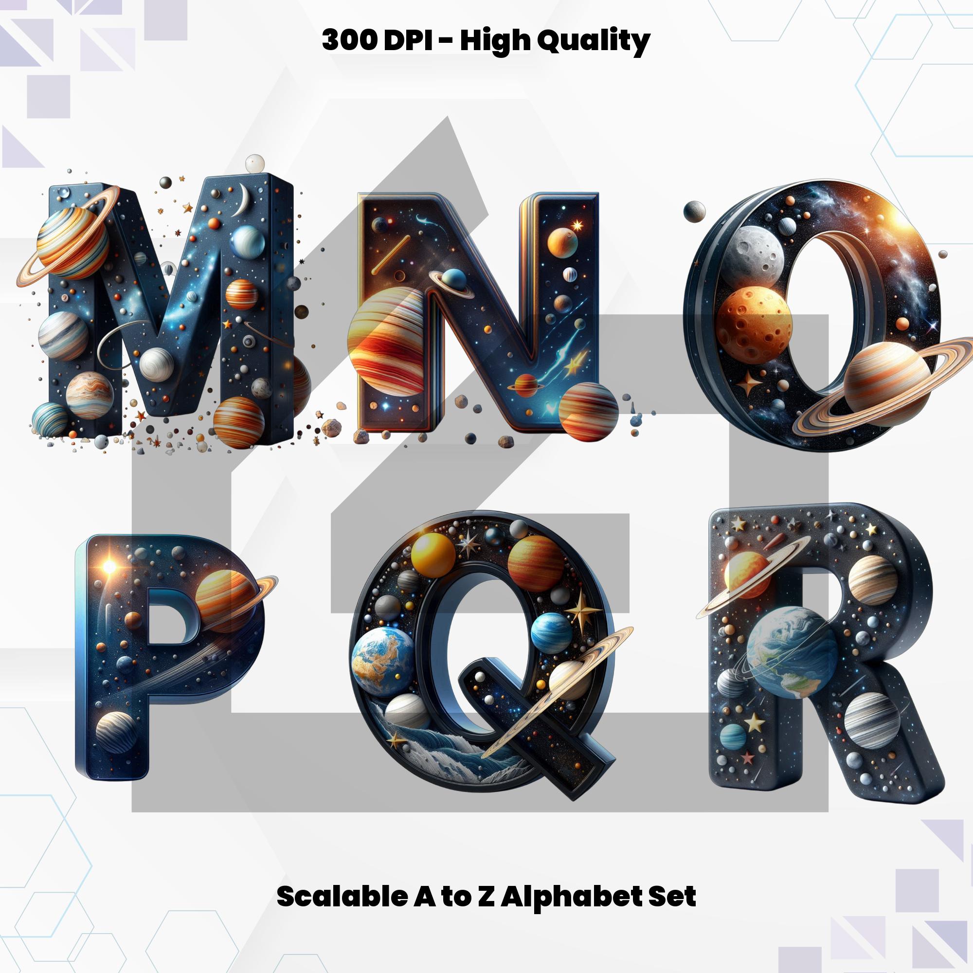 Galaxy Planet Alphabet Letters PNG Bundle: Space Clip Art (digital ...