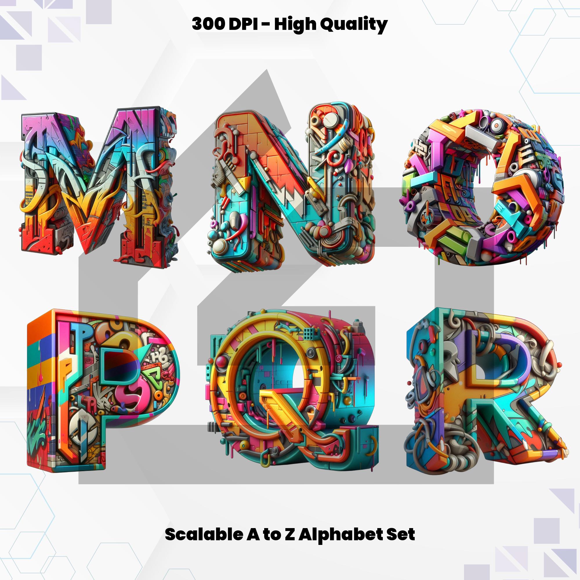 Graffiti Alphabet PNG Bundle: Colorful Street Art Doodle Letters ...