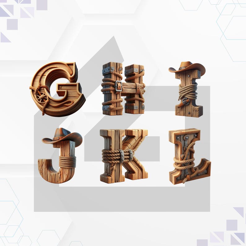 Western Alphabet Clip Art PNG Bundle, Cowboy Letters, Western Doodle ...